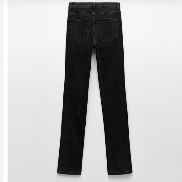 Zara | Jeans | Zara Split Hem Black Straight Leg Jeans | Poshmark